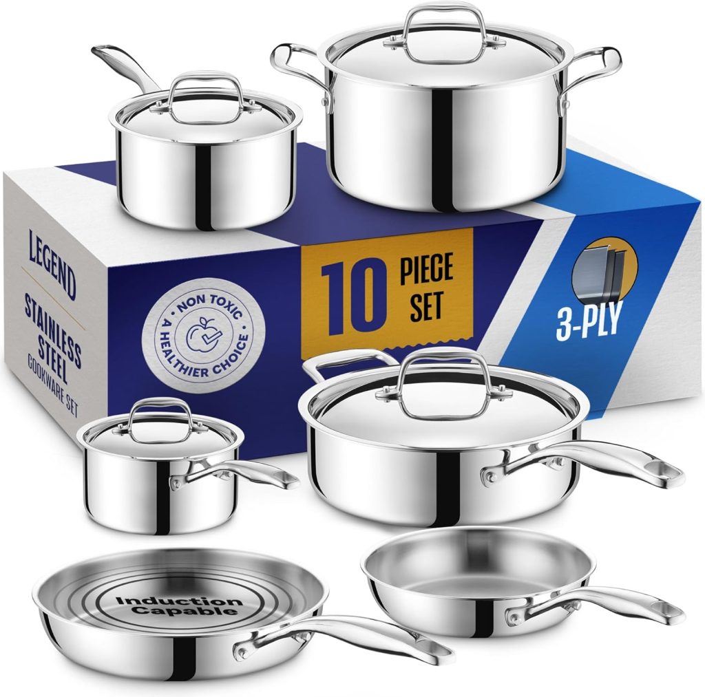 LEGEND COOKWARE 3 Ply Stainless Steel Pots and Pans Set Review ...